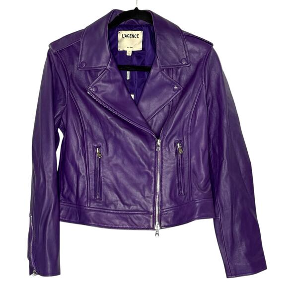 L'AGENCE | Jackets & Coats | Lagence Purple Lamb Leather Moto Biker ...